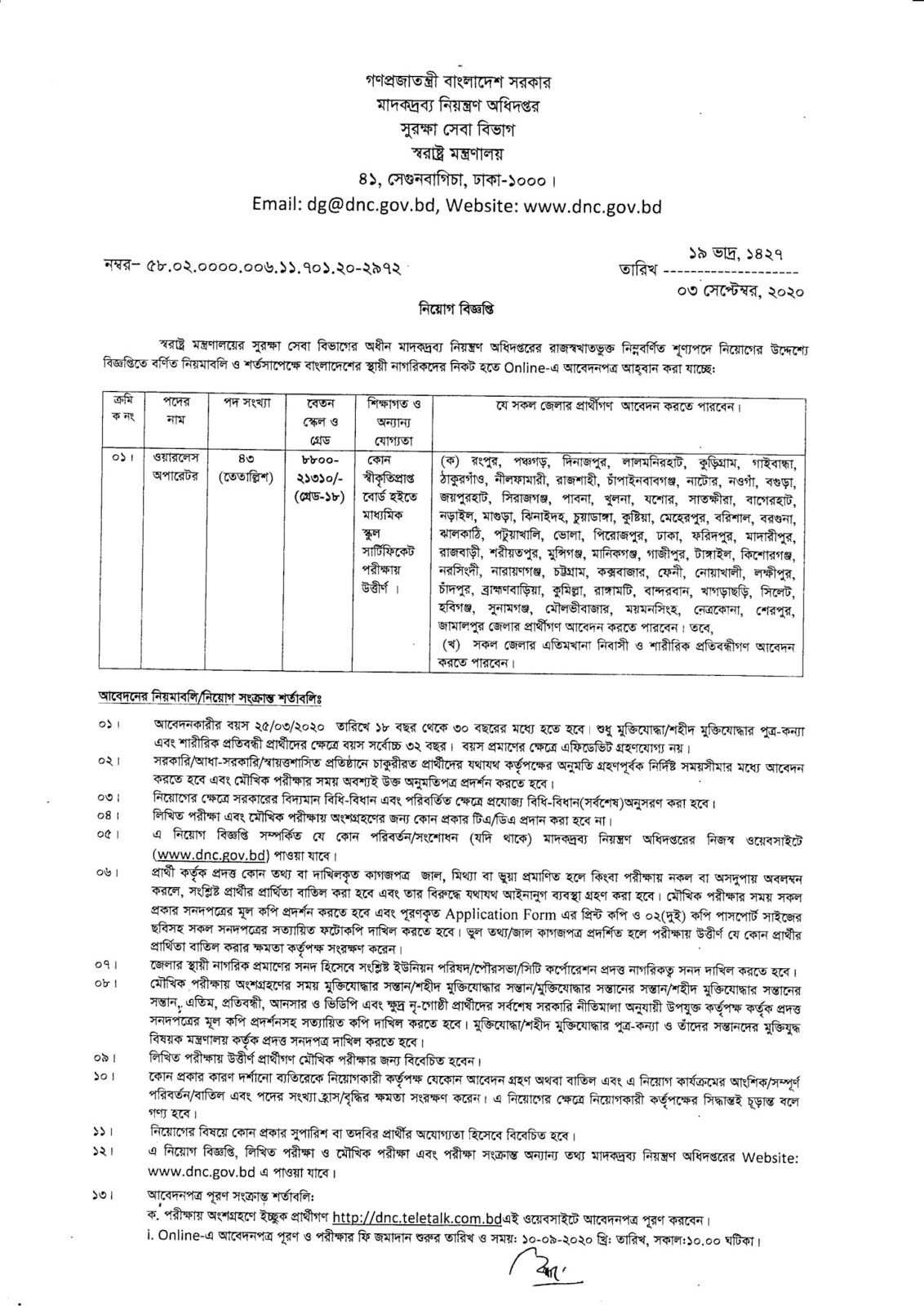 DNC Job Circular 2020. BdJobCirculars.com – BD Job Circulars